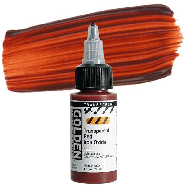 Transparent Red Iron Oxide, 1oz, GOLDEN High Flow Acrylic | Jerry's ...