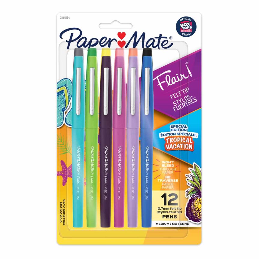 Paper Mate Flair Pen Set of 12, Tropical Colors | Jerry's Artarama