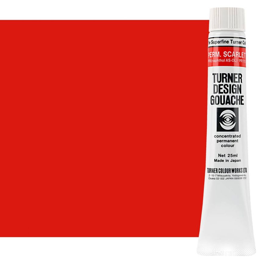 Turner Design Gouache - Permanent Scarlet, 25ml Tube | Jerry's Artarama