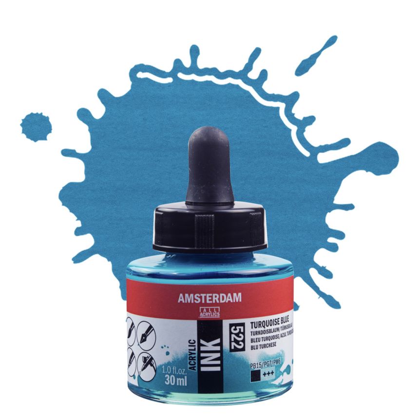 Amsterdam Acrylic Ink - Turquoise Blue, 30ml | Jerry's Artarama