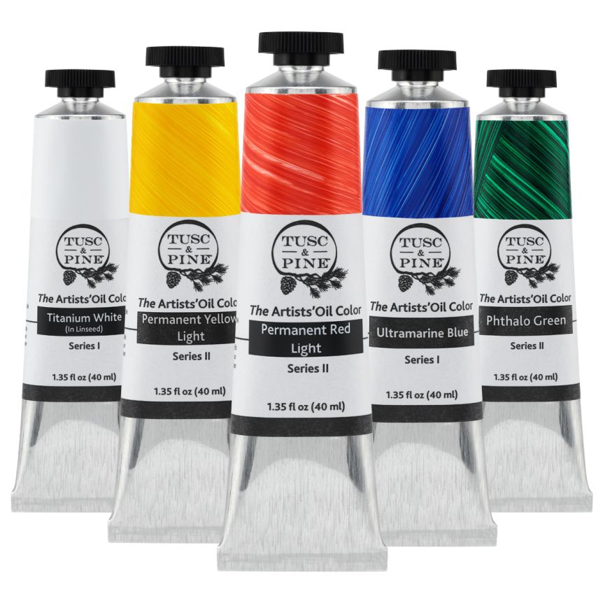 Tusc & Pine Oil Color Basic Colors Starter Set of 5, 40ml Tubes | Jerry's Artarama