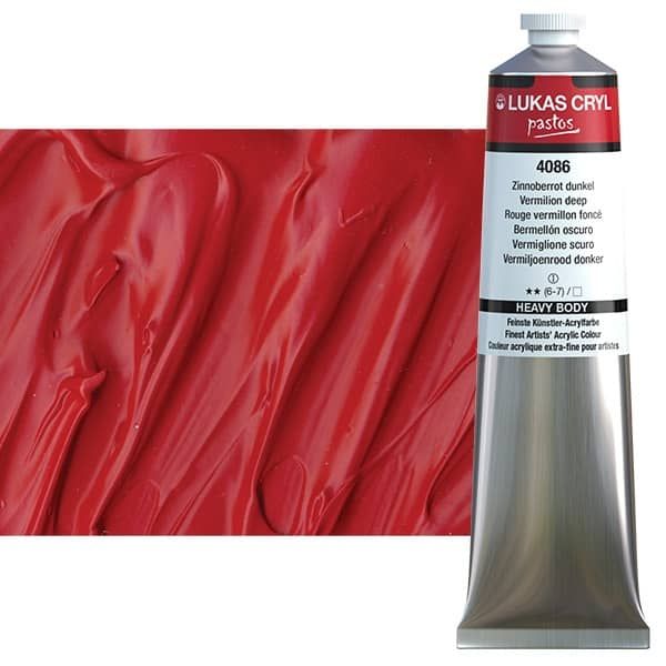 LUKAS CRYL Pastos Acrylics - Vermillion Deep, 200ml Tube | Jerry's Artarama