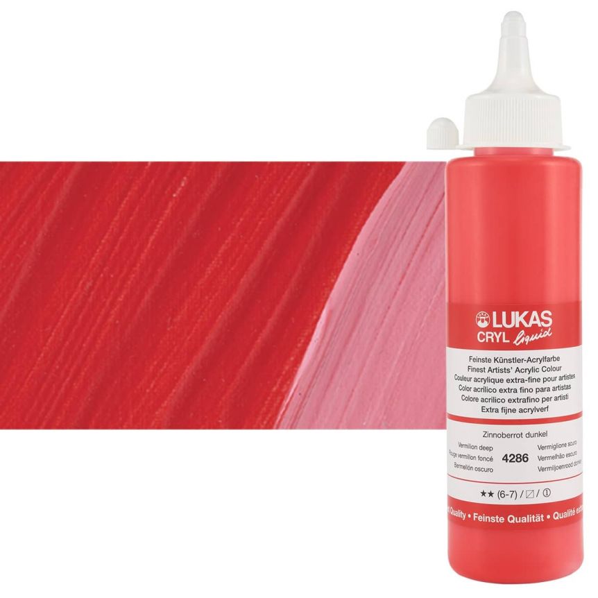 LUKAS Cryl Liquid Acrylic - Vermillion Deep, 250ml Bottle | Jerry's ...