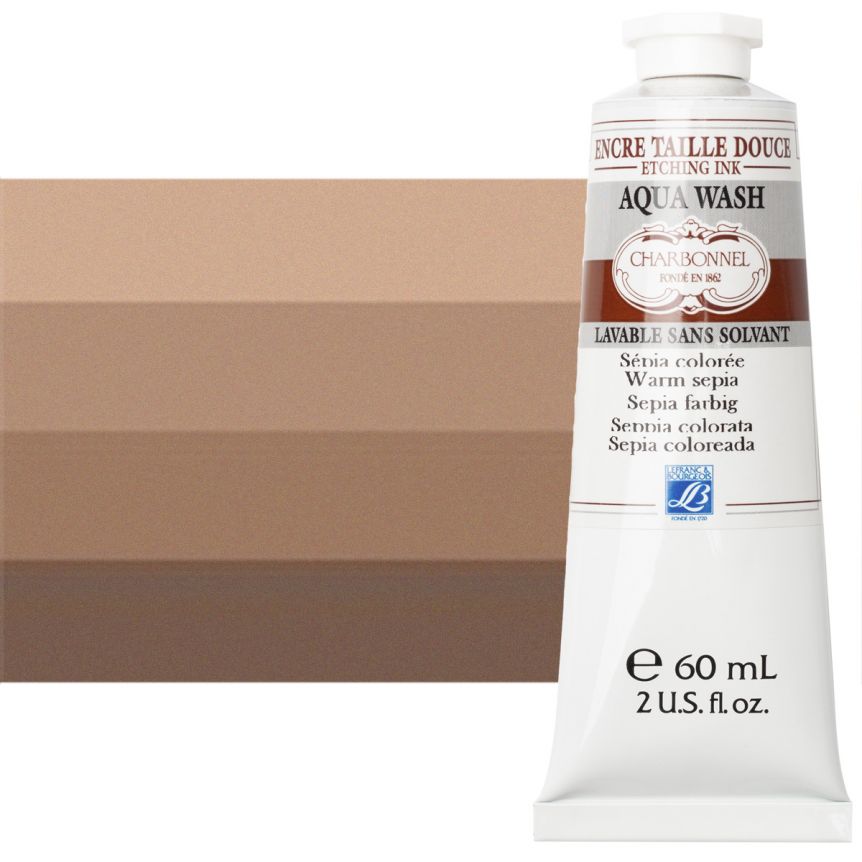 Charbonnel Aqua Wash Etching Ink - Warm Sepia, 60ml Tube | Jerry's Artarama