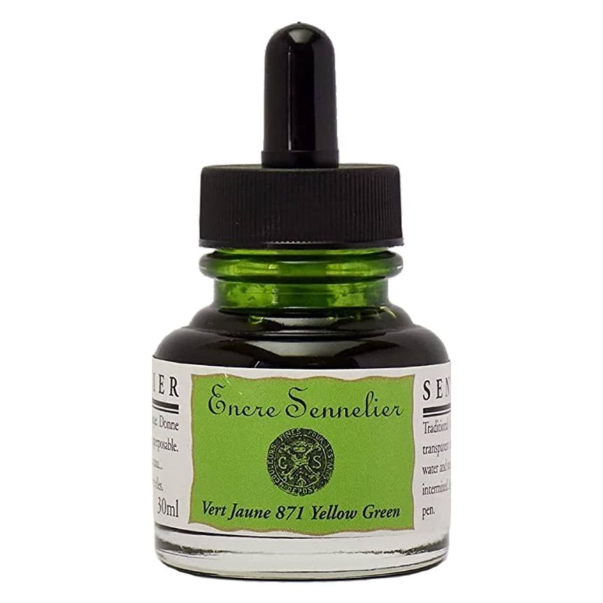Sennelier Shellac Ink 30 ml Yellow Green | Jerry's Artarama
