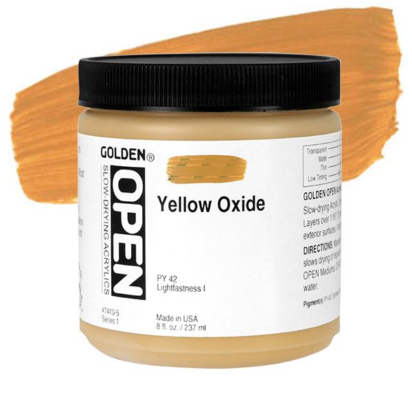 GOLDEN Open Acrylic Paints Yellow Oxide 8 oz | Jerry's Artarama