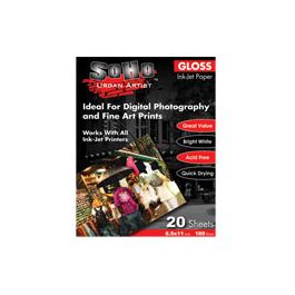 SoHo Ink-Jet Paper Glossy 180 gram (20 Pack) 8.5x11" | Jerry's Artarama
