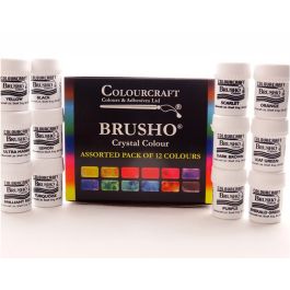 Brusho Crystal Assorted Colors, Set of 12, 15 grams | Jerry's Artarama