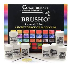 Brusho Crystal Watercolours Set of 24, Assorted Colors, 15 grams ...