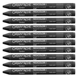 Caran d'Ache Neocolor I Permanent Wax Pastels, Black #009 (Box of 10 ...