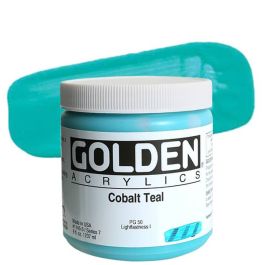 GOLDEN Heavy Body Acrylics - Cobalt Teal, 8oz Jar | Jerry's Artarama