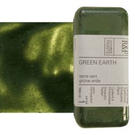 R&F Encaustic Handmade Paint 104 ml Block - Green Earth | Jerry's Artarama