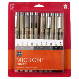 Sakura Micron 10pc Gray Pen Set Assorted Nibs | Jerry's Artarama