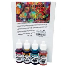 Jacquard Pinata Alcohol Ink Set of 4 (.5oz) and 3 Masterpiece Panels ...