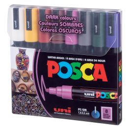 Posca Markers, Dark Colors Set of 8, Medium Tip | Jerry's Artarama
