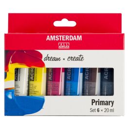 Amsterdam Standard Acrylic - Primary Colors Set of 6, 20ml Tubes ...