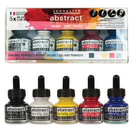 Sennelier Abstract Acrylic Ink Set of 5 - Primary Colors, 30ml | Jerry ...