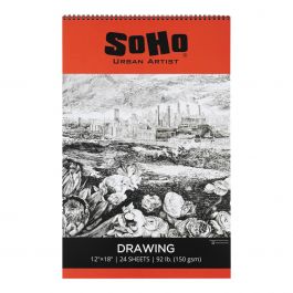 Soho Soft Cover Drawing Pad 12"x18", 92 lb. (24 Sheets) | Jerry's Artarama
