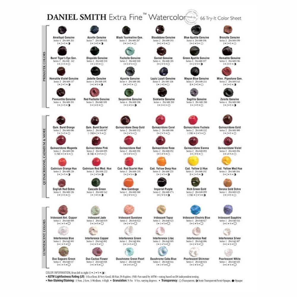 Daniel Smith Watercolor, 66 Color Dot Card | Jerry's Artarama