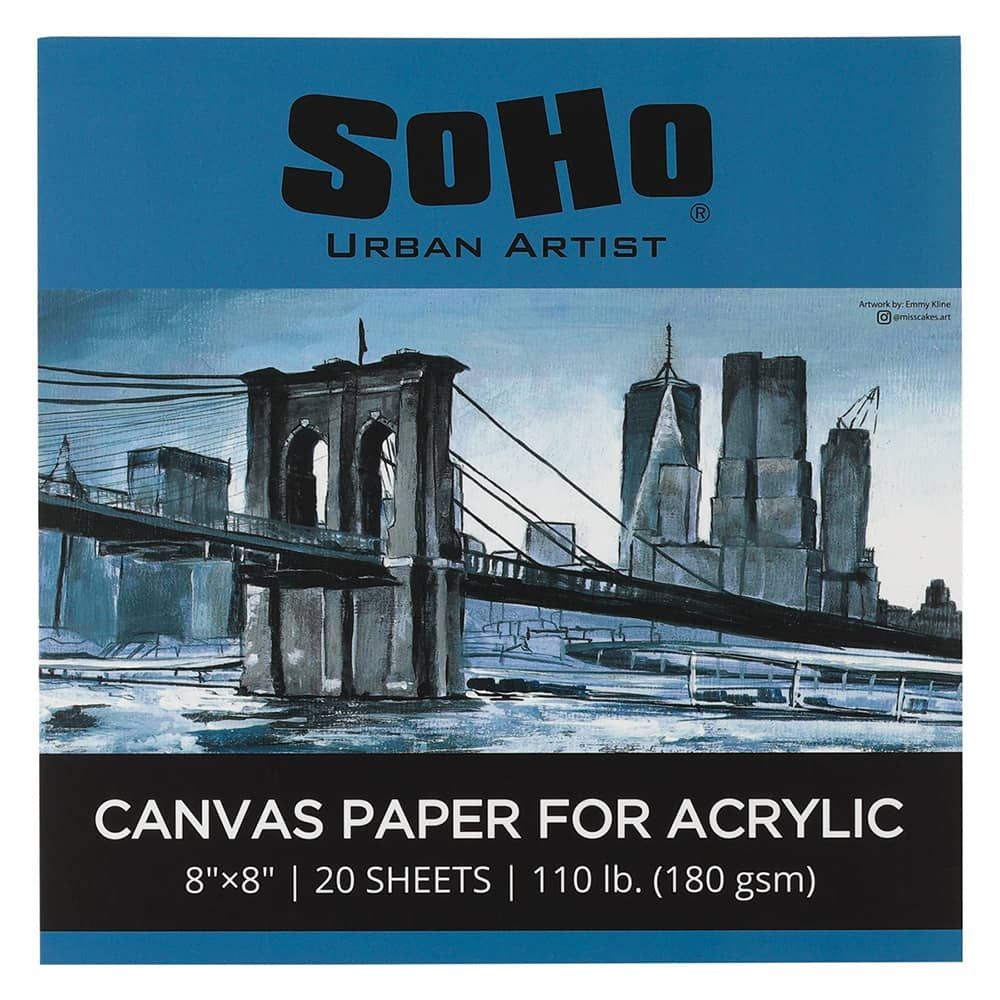 SoHo Acrylic Canvas Paper Pad, 8"x8" - 20 Sheets, 110lb | Jerry's Artarama