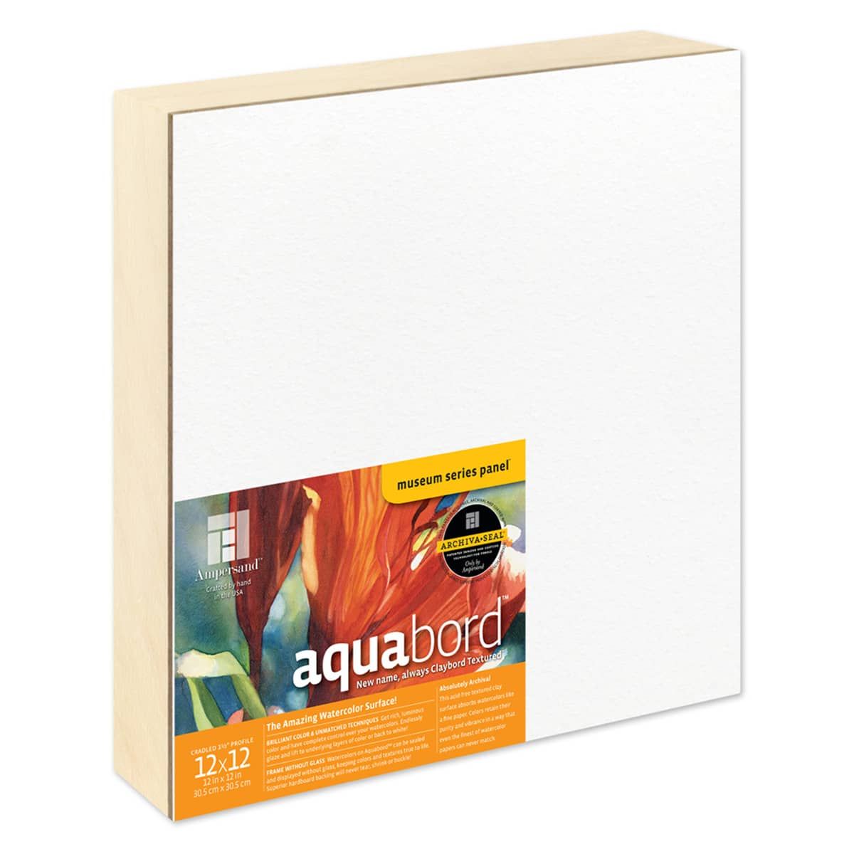 Ampersand Museum Series Aquabord Panels 1-1/2" Single Cradle 12" x 12 ...