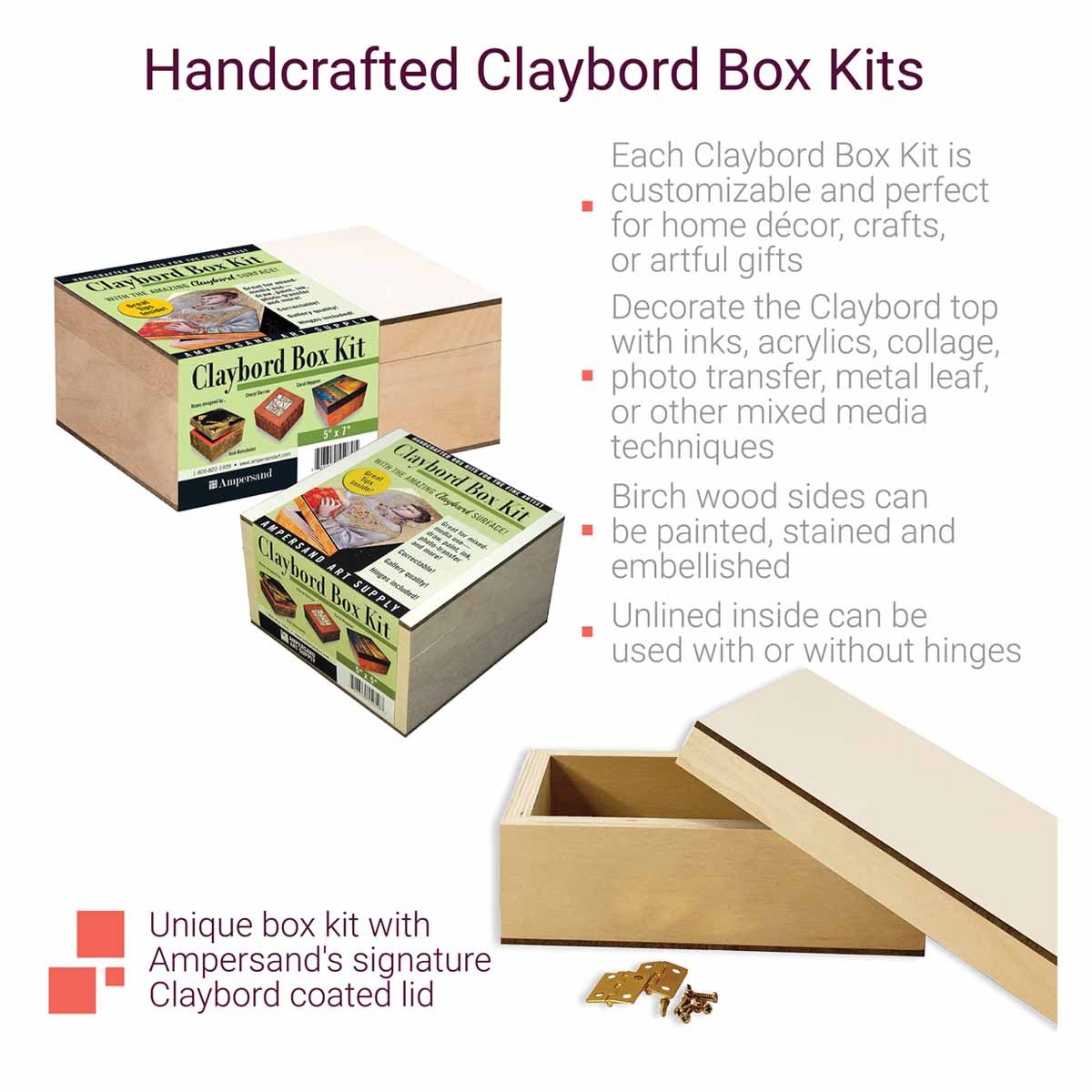 Ampersand Claybord Box Kit with Hinges, 5"x5" | Jerry's Artarama