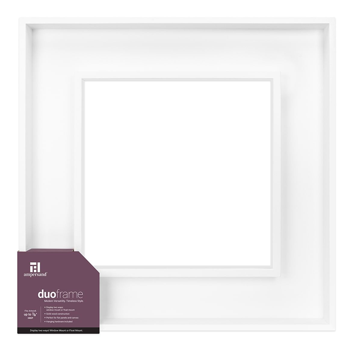 Ampersand Duoframe Window Mount 8"x8" and Float Mount 14"x14", White | Jerry's Artarama