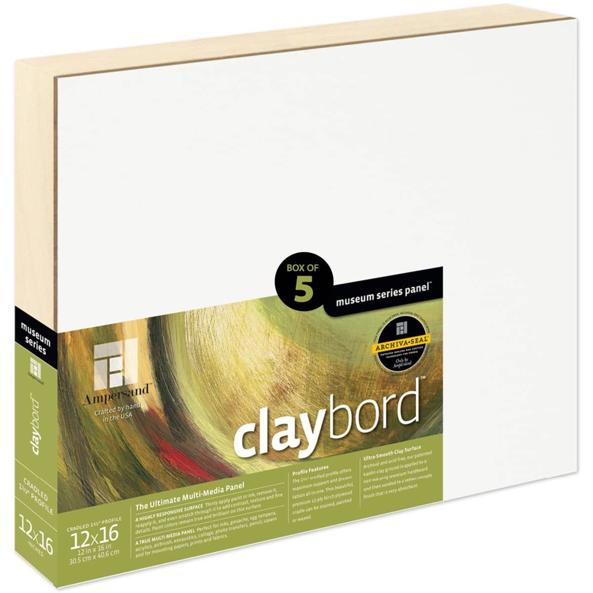 Ampersand Claybord Panel 1-1/2" Cradle - 12" x 16" (Box of 5) | Jerry's ...