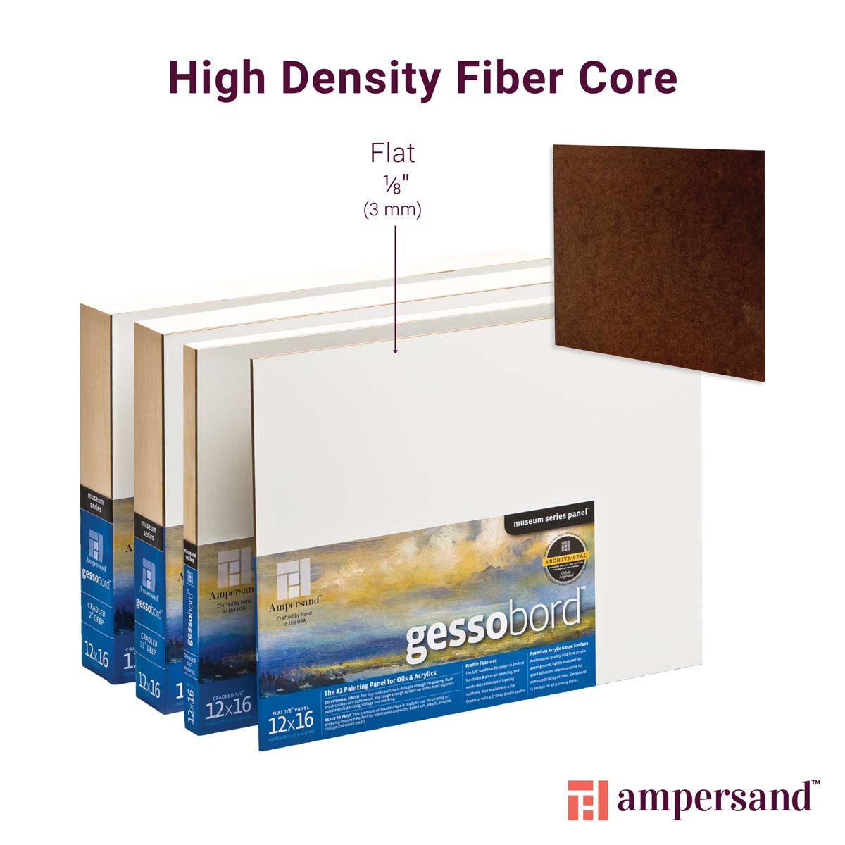 Ampersand Museum Series Gessobord Panels 1/8" Single Flat Panel 8" x 8 ...