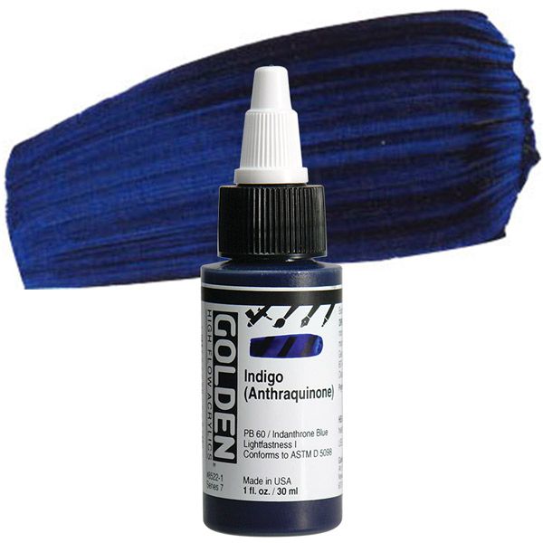 Indigo Anthraquinone Blue, 1oz, GOLDEN High Flow Acrylic | Jerry's Artarama