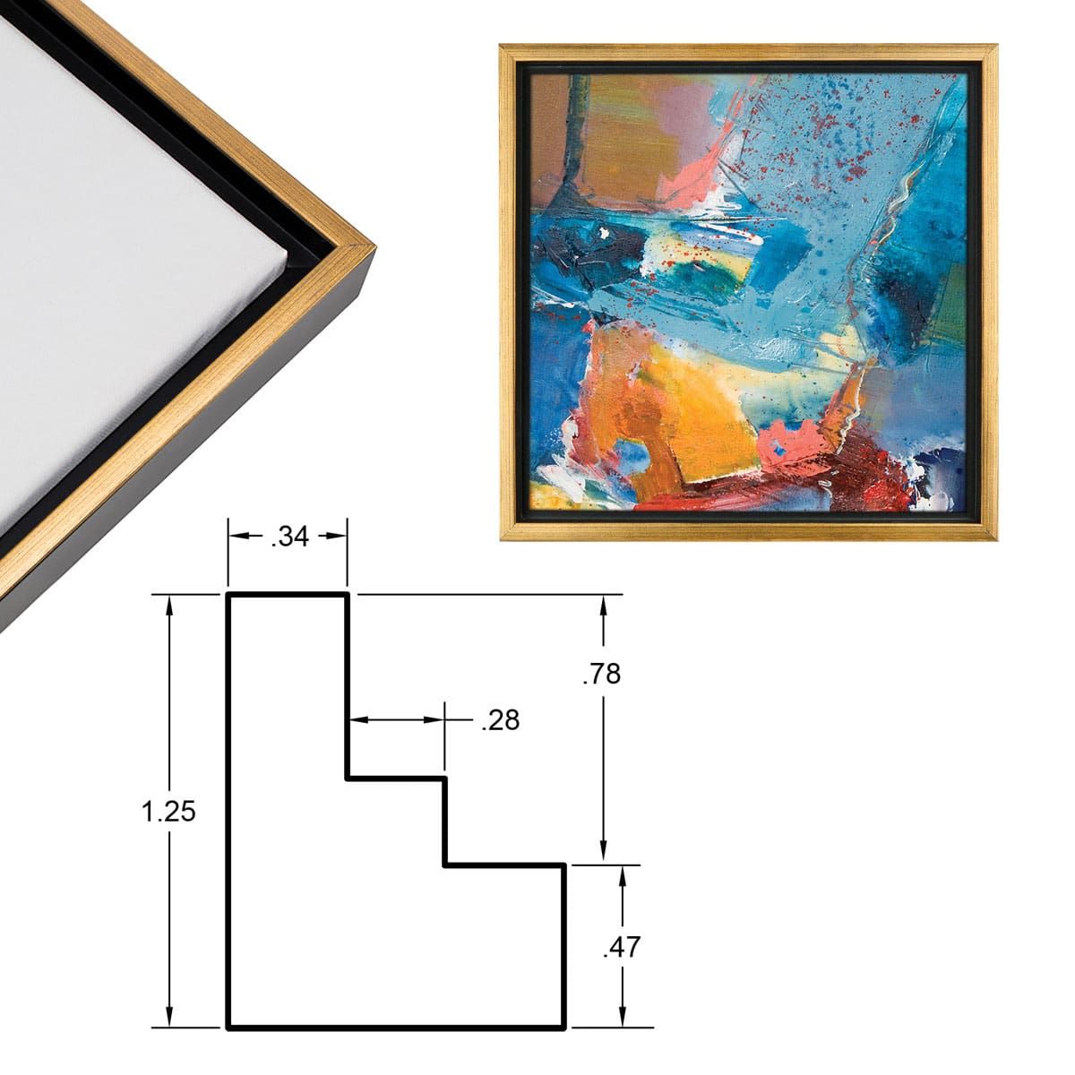 Cardinali Floater Frame - Black/Antique Gold 5"x5", Open Back (Box of 6 ...