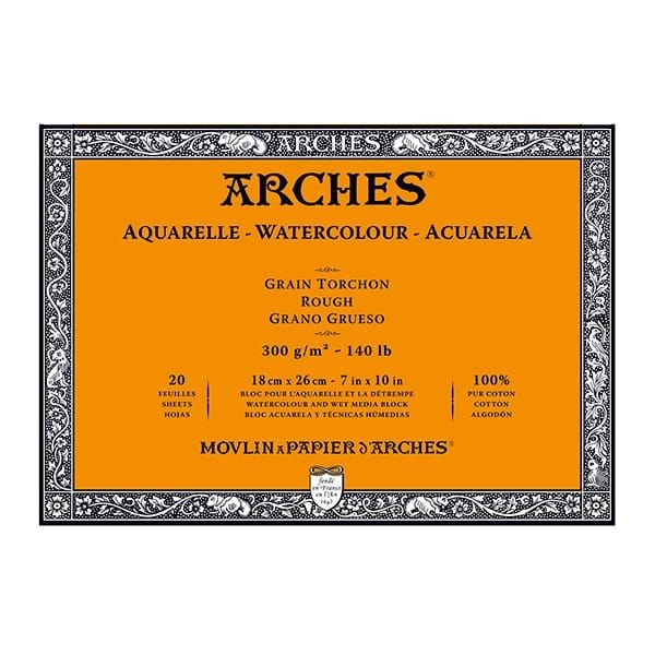 Arches Watercolor Blocks 140 lb Rough 7" x 10" (20 Sheets) | Jerry's ...