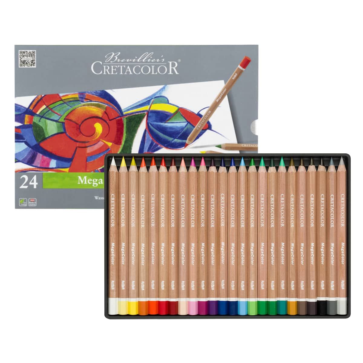 Cretacolor Megacolor Pencil Tin Set of 24, Assorted Colors | Jerry's ...