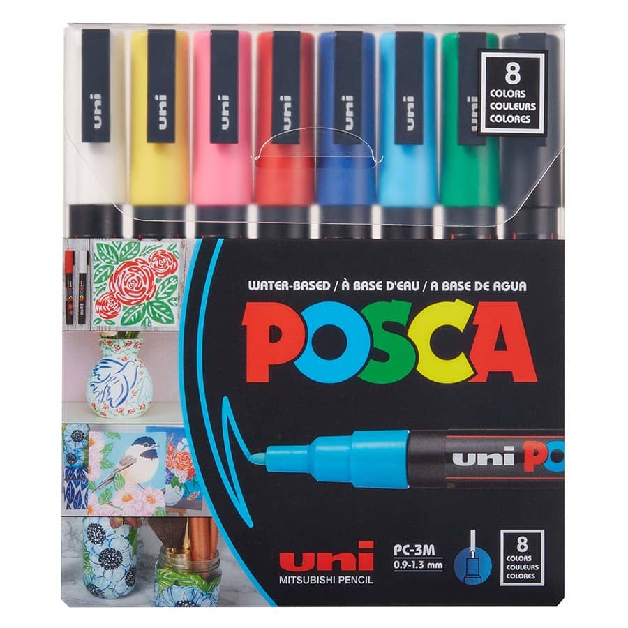 Posca Markers, Basic Colors Set of 8, Fine Tip | Jerry's Artarama