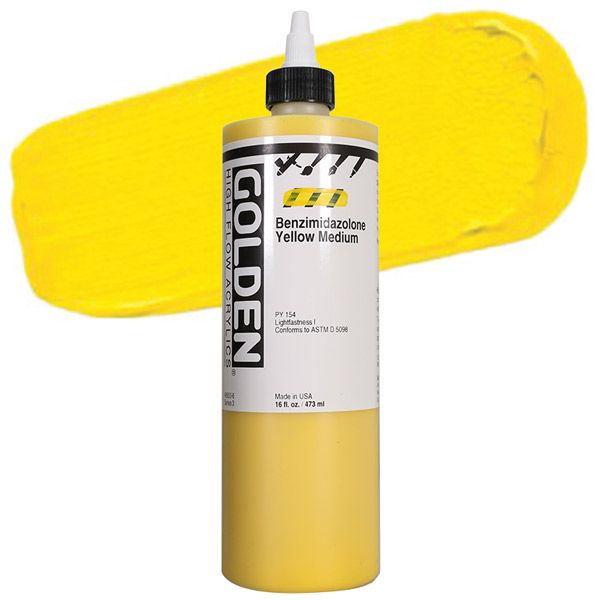16oz Benzimidazolone Yellow Medium, GOLDEN High Flow Acrylic | Jerry's ...