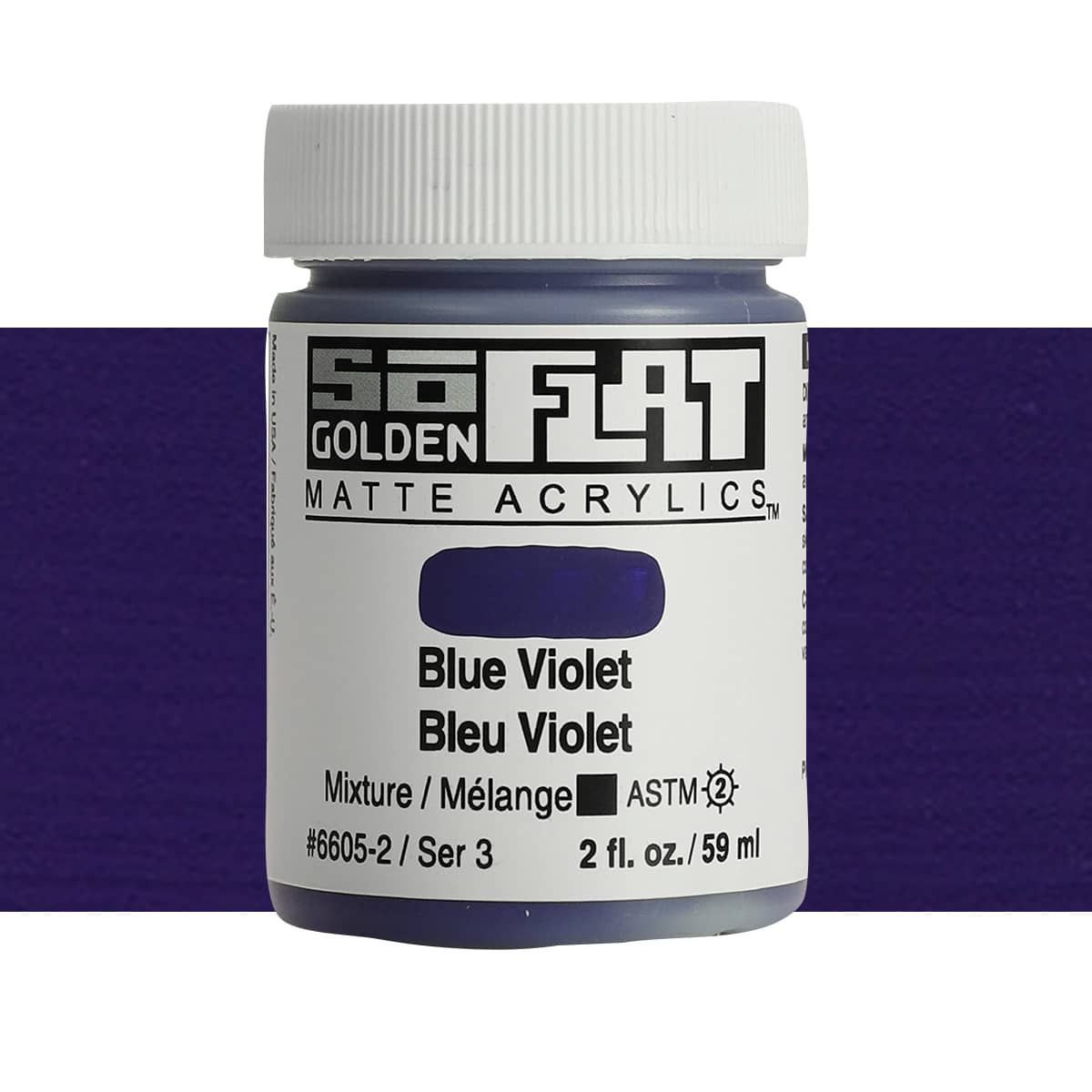 GOLDEN SoFlat Matte Acrylic - Blue Violet, 2oz Jar | Jerry's Artarama