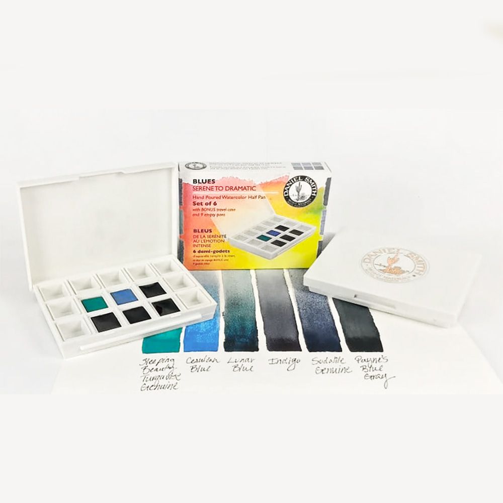 Daniel Smith Watercolor Set 6 Blues Serene To Dramatic, Half Pans ...