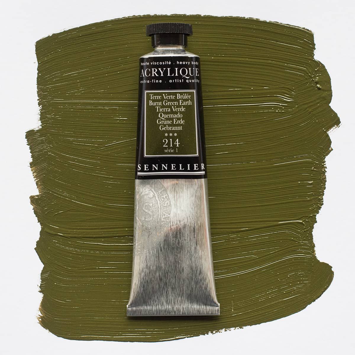 Sennelier Extra Fine Artist Acrylics - Burnt Green Earth, 60ml | Jerry ...