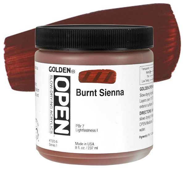 GOLDEN Open Acrylic Paints Burnt Sienna 8 oz | Jerry's Artarama