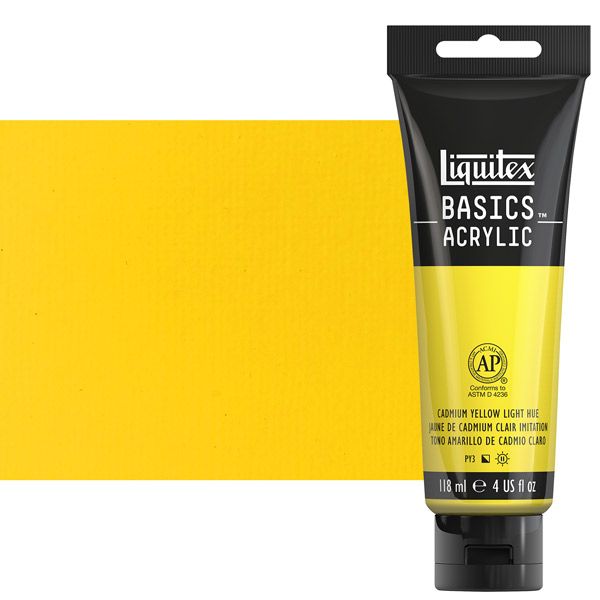 Liquitex Basics Acrylic Paint - Cadmium Yellow Light Hue, 4oz Tube ...