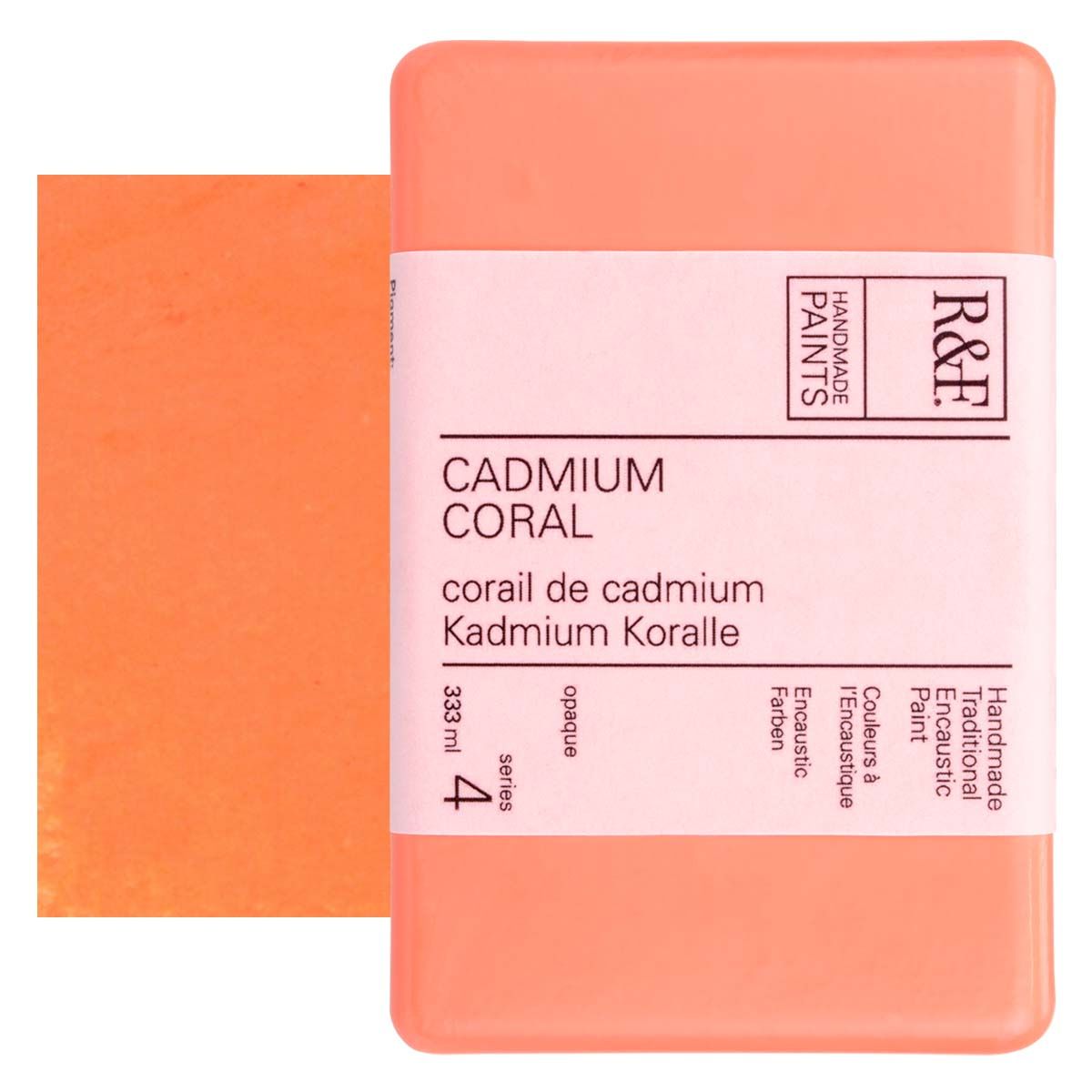 R&F Encaustic Handmade Paint 333 ml Block - Cadmium Coral | Jerry's ...