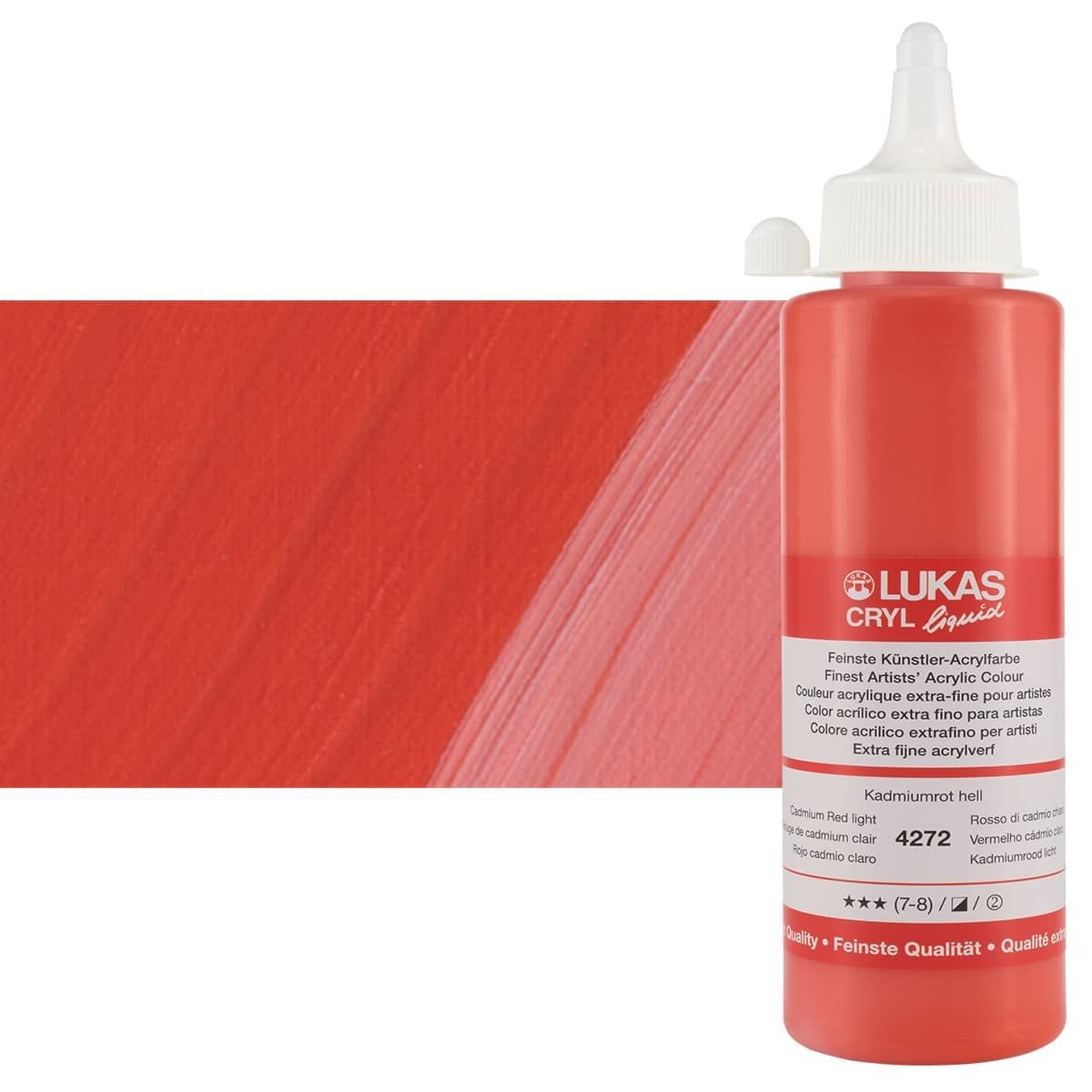 LUKAS Cryl Liquid Acrylic - Cadmium Red Light, 250ml Bottle | Jerry's ...