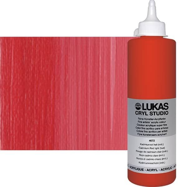 LUKAS CRYL Studio Acrylic - Cadmium Red Light Hue, 500ml Bottle | Jerry ...