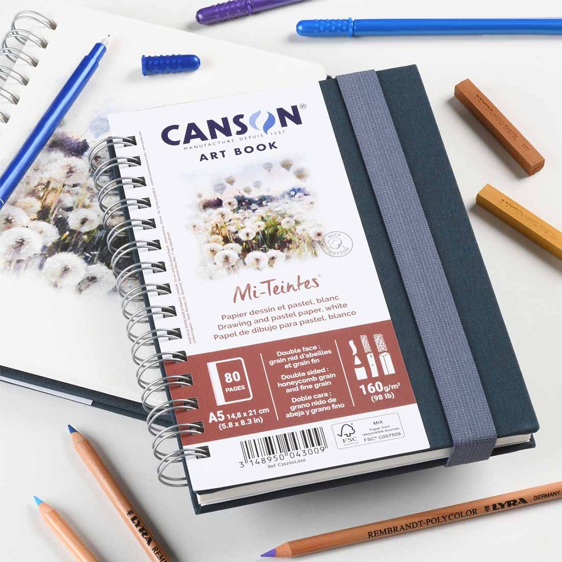 Canson Mi-Teintes Art Book - 335/White, 5.8" x 8.3" (80 Pages) | Jerry ...