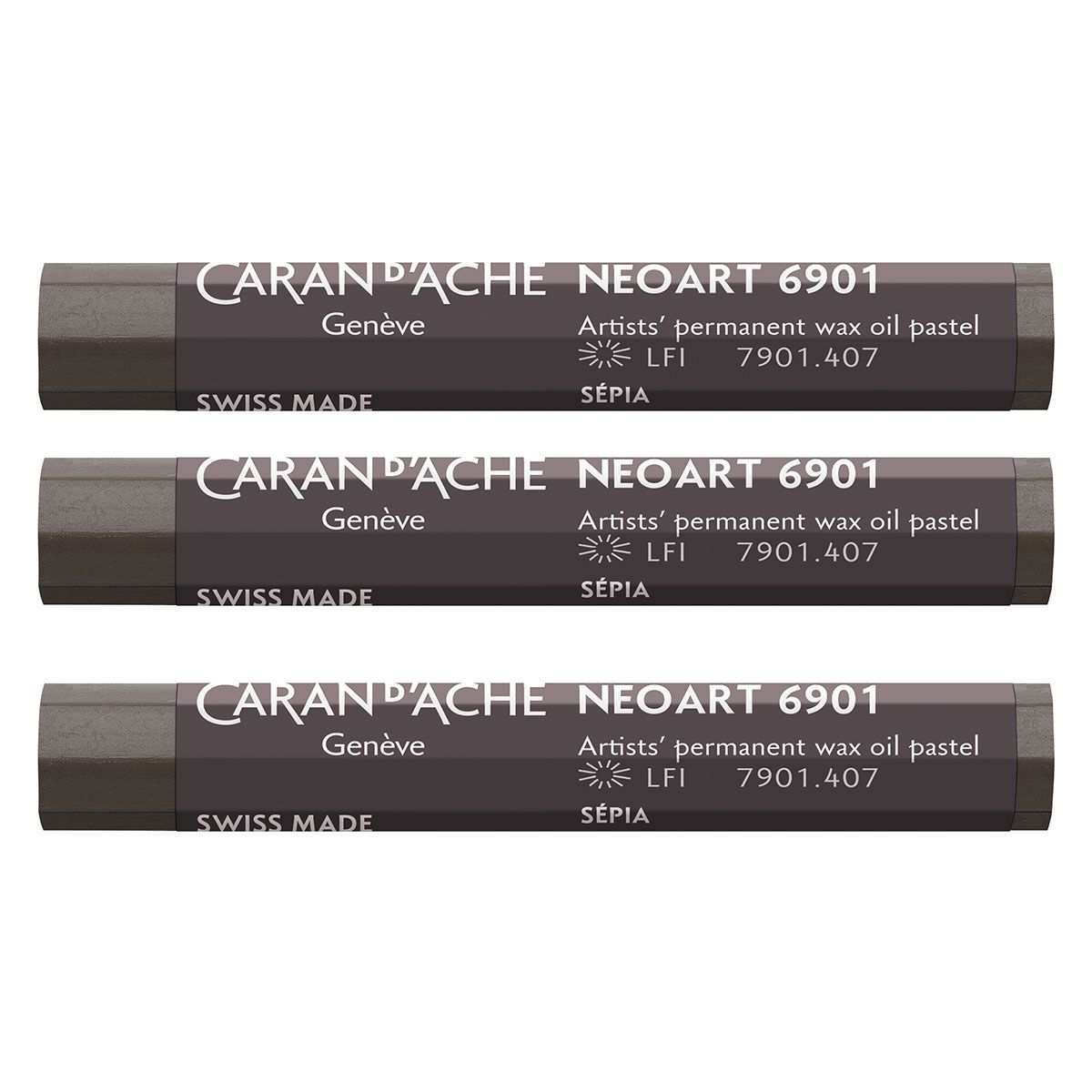 Caran d'Ache NEOART 6901 Oil Pastel - Sepia, Box of 3 | Jerry's Artarama