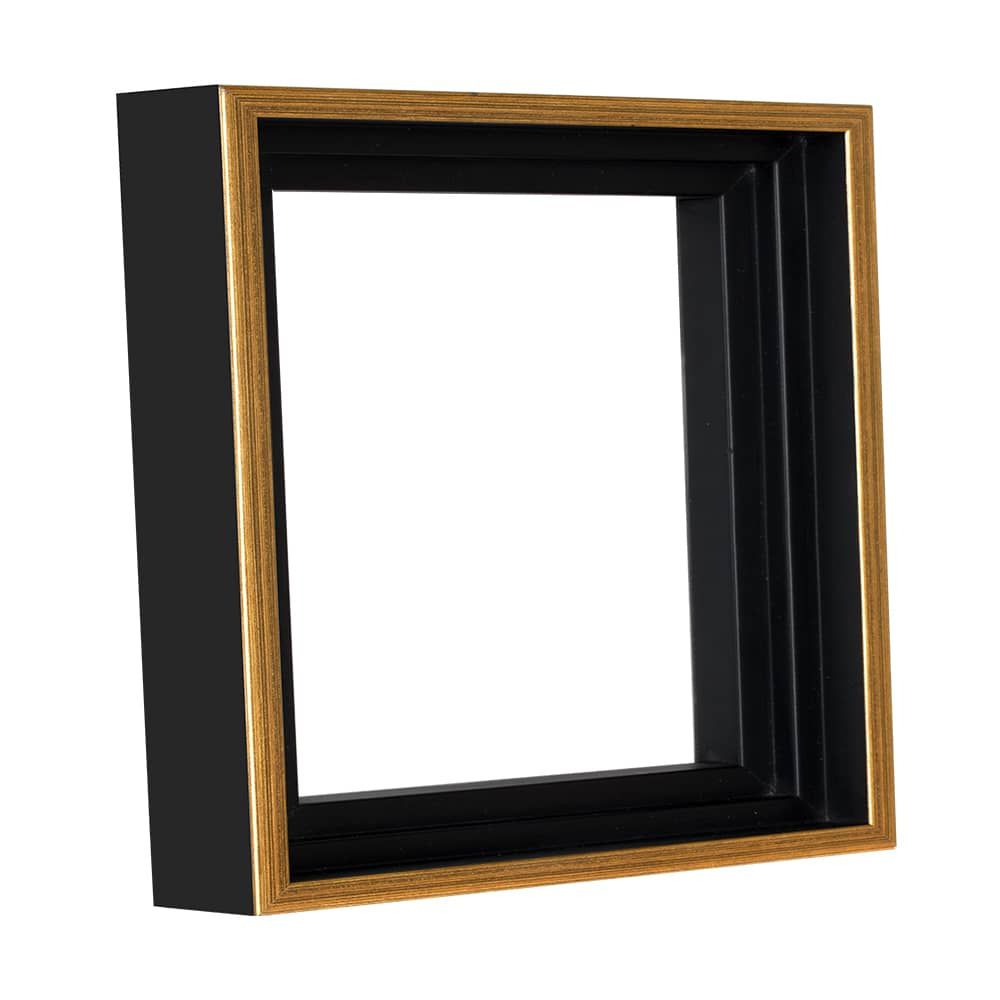 Cardinali Floater Frame, Black/Antique Gold 4"x4" - 1-1/2" Deep | Jerry's Artarama