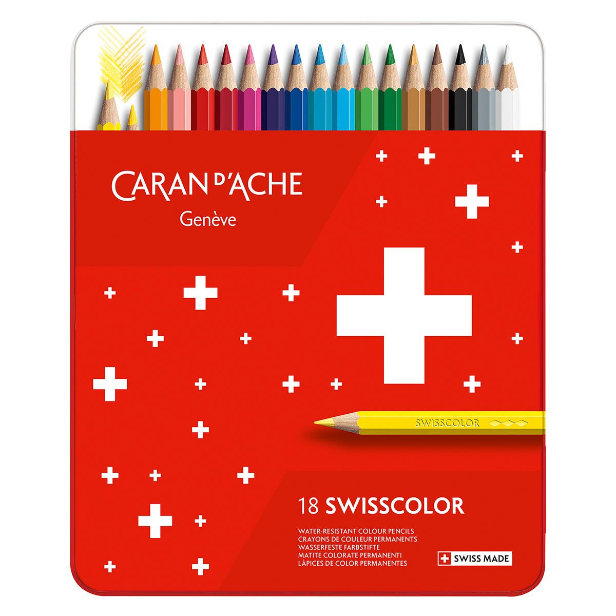 Caran d'Ache Swisscolor Permanent Colored Pencil Tin, Set of 18 | Jerry ...