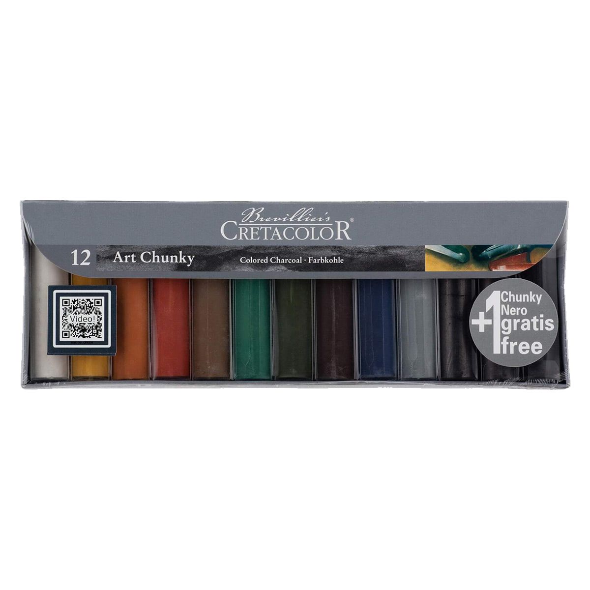Cretacolor Chunky Charcoal Sticks Set 3-1/2" x 3/4" Assorted Colors ...