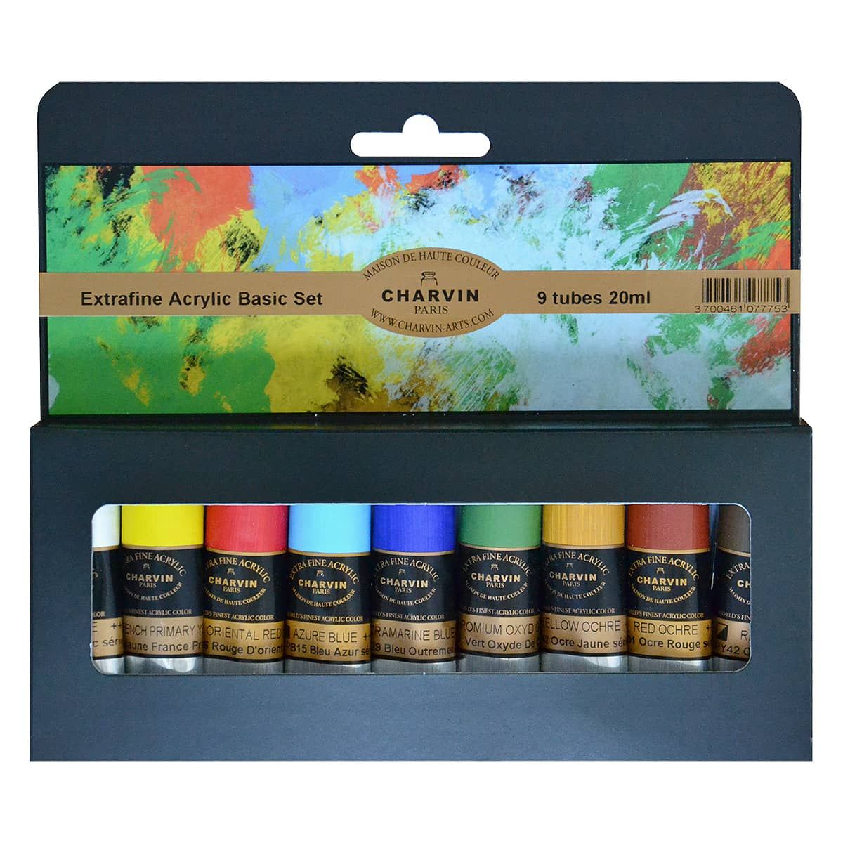 Charvin Extra-Fine Acrylics - Bonjour Set of 9 - Basic Colors - 20ml ...