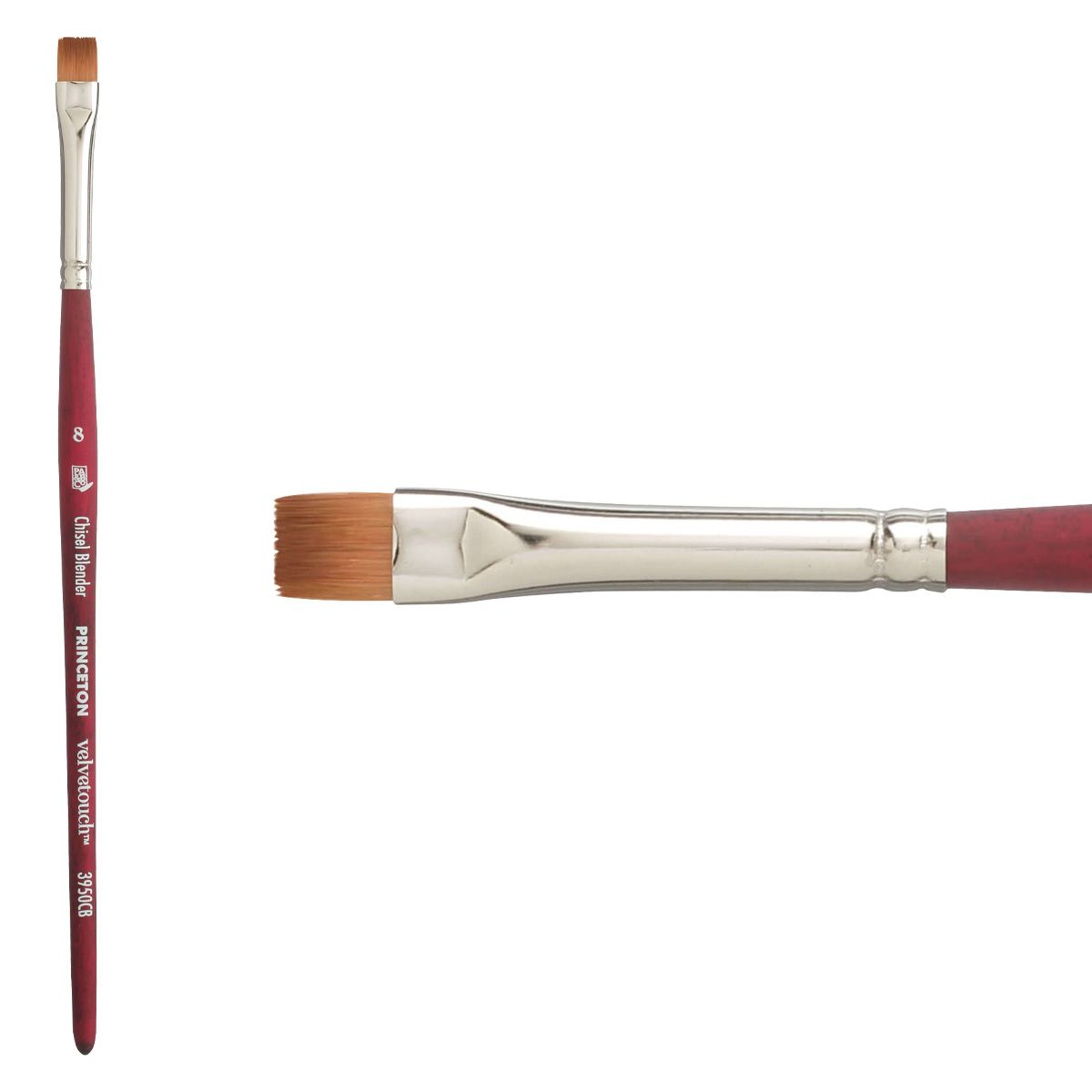 Princeton Velvetouch Synthetic Blend Short Handle Brush, Size #8 Chisel ...